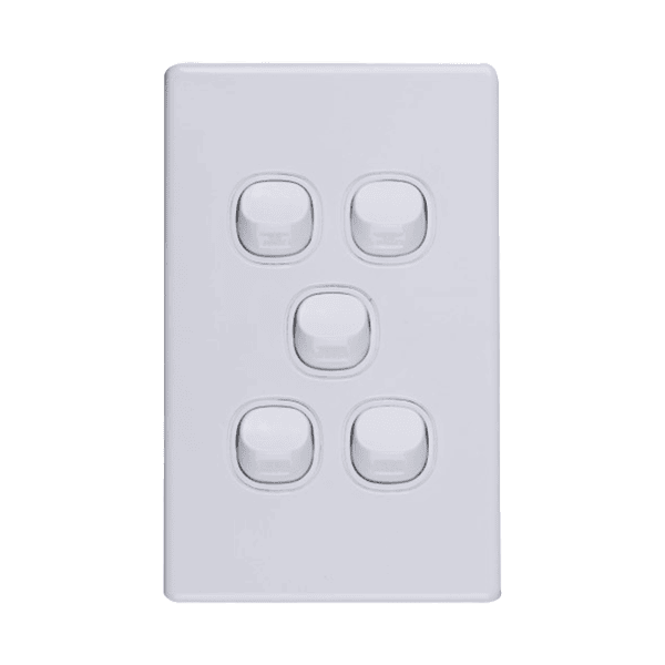 250V 10A Slimline 5 Gang Vertical Switch NZ